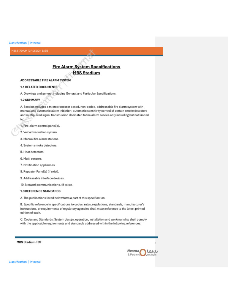 Fire Alarm System Specification | PDF | Electrical Engineering ...