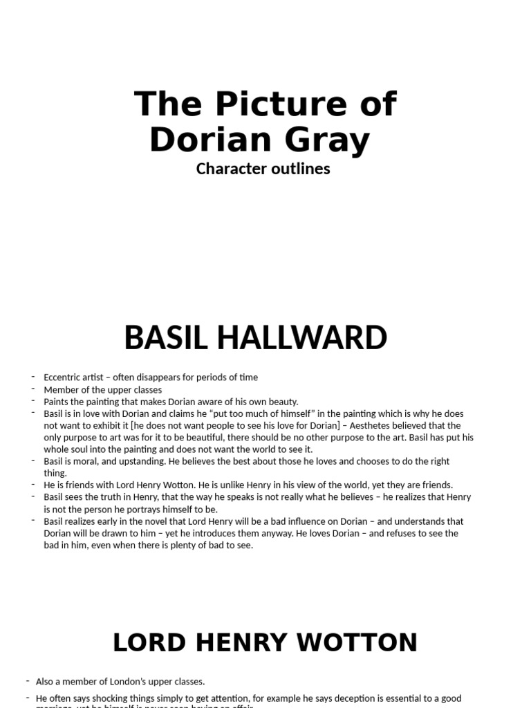 Characters in The Picture of Dorian Gray | PDF | The Picture Of Dorian Gray