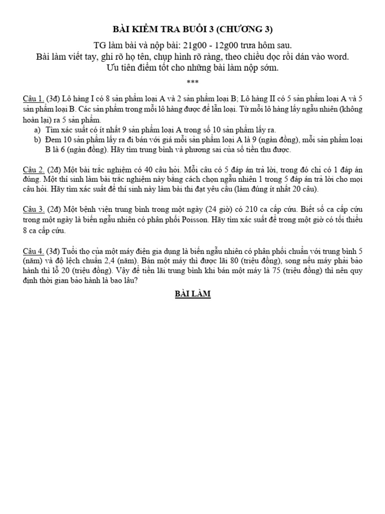 De & Dap An Kiem Tra Buoi 3 | PDF