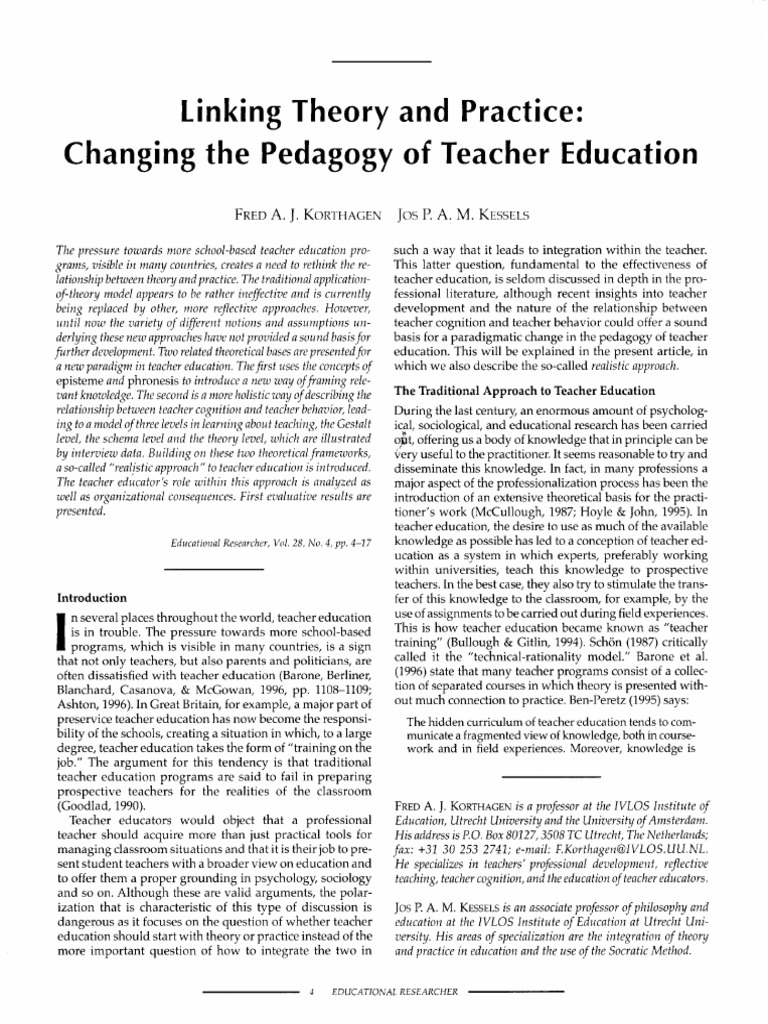 Linking Theory and Practice - Changing The Pedagogy of Teacher ...
