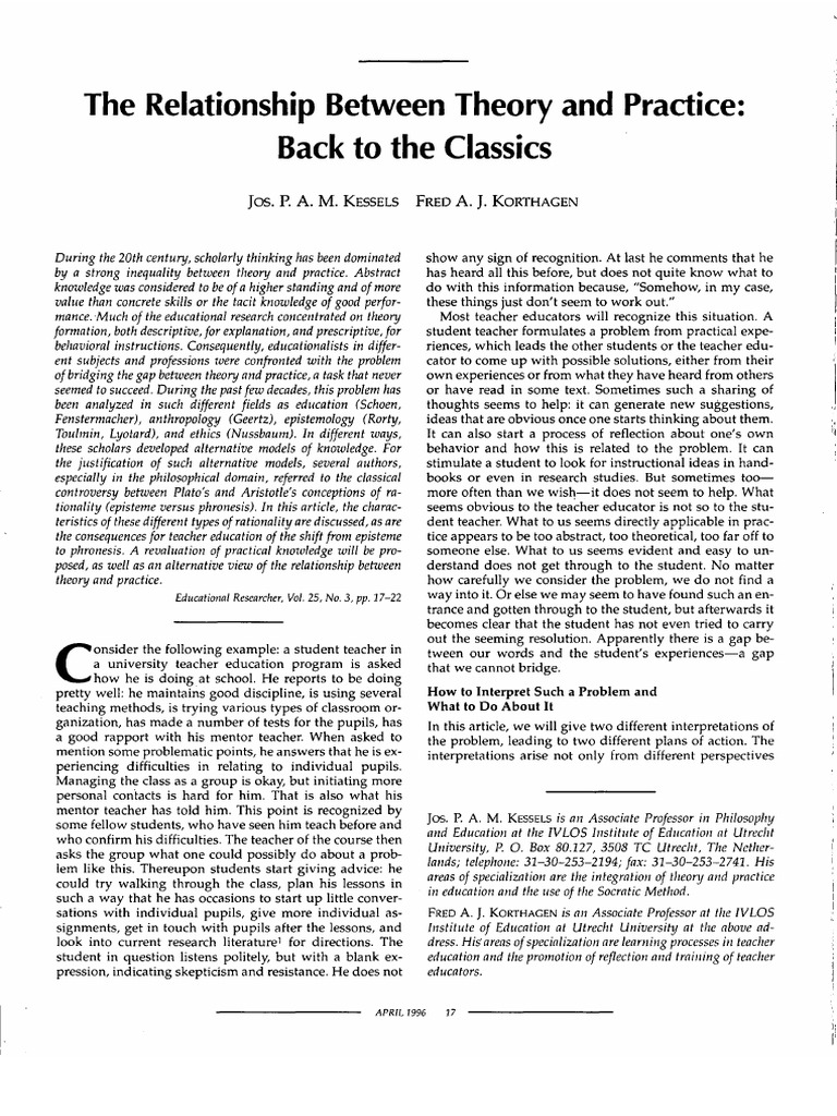 Bridging Theory and Practice in Education | PDF | Knowledge | Theory