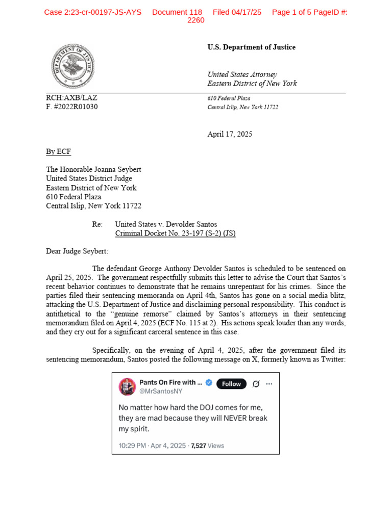 U.S. v. Santos Sentencing Supplement | PDF | United States Federal ...