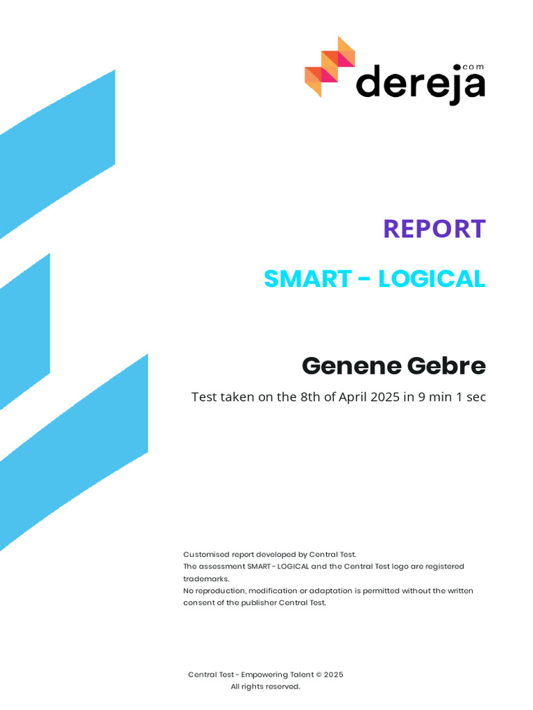 SMART - LOGICAL Report of Genene Gebre | PDF | Reason | Intelligence