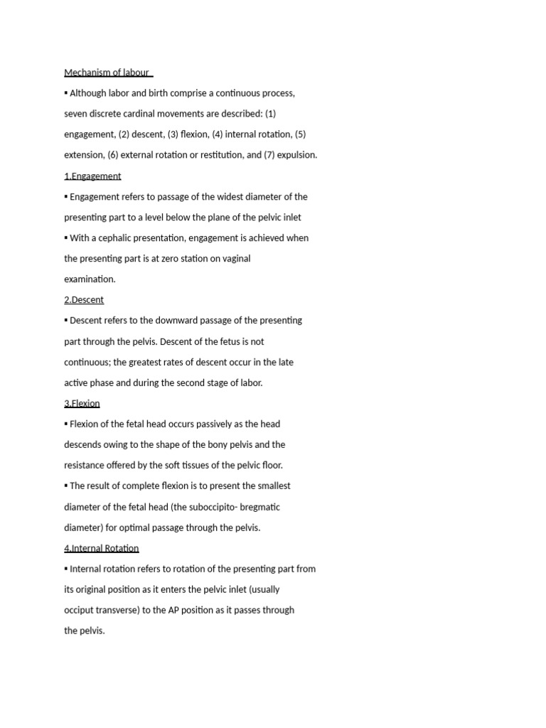 7 Cardinal Movements of Labor Explained | PDF