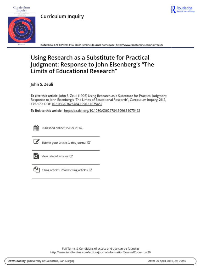 Using Research As A Substitute For Practical Judgment - Response To ...