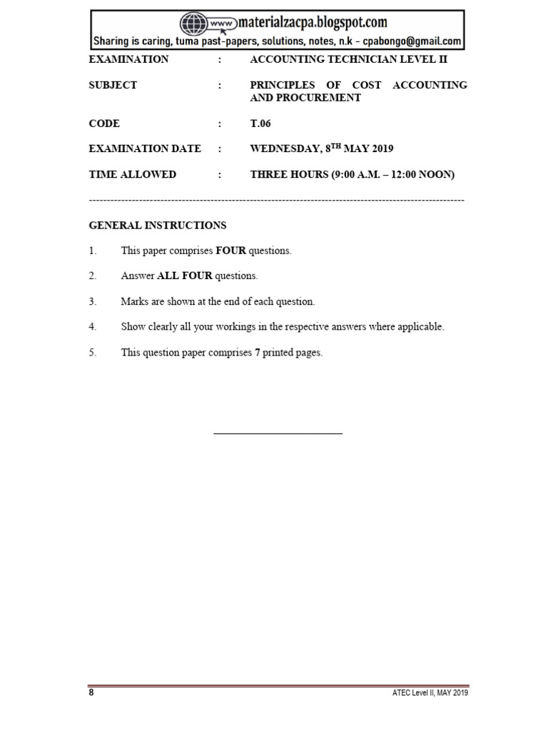 Atec II May 2019 t6 (1) | PDF | Inventory | Cost Of Goods Sold