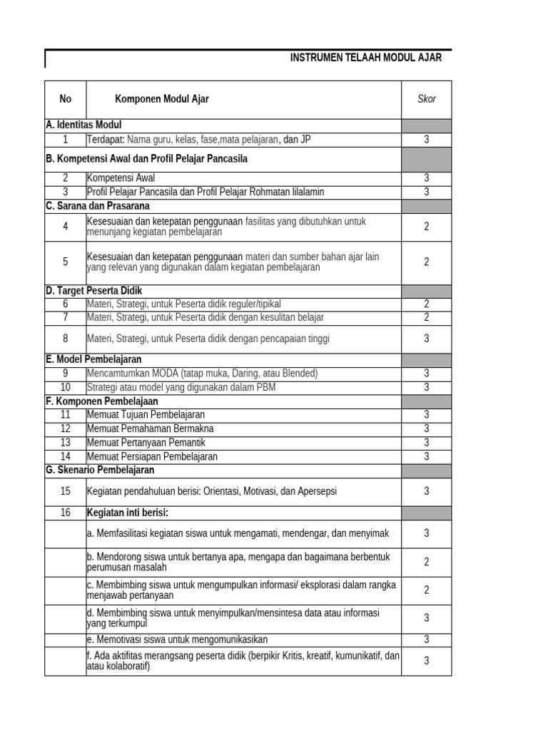 Instrumen Modul Ajar | PDF
