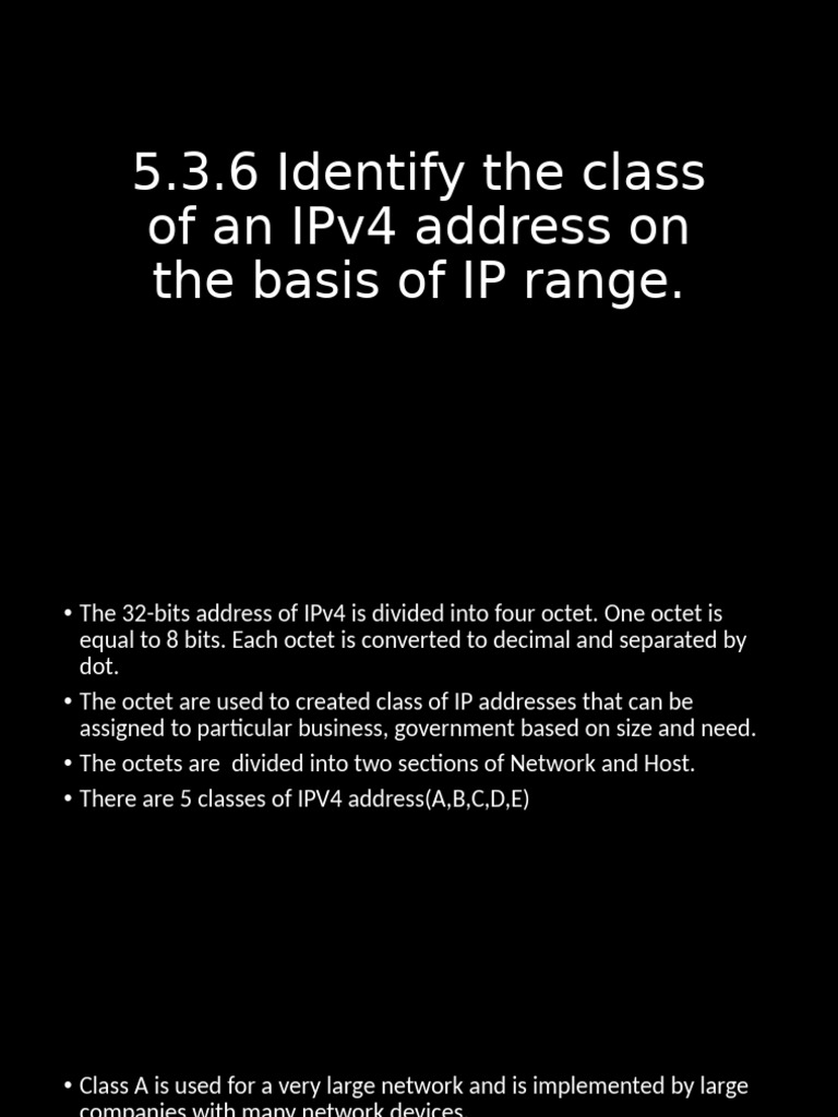 Identify The Class of An IPv4 Address On The Basis of IP Range. (Autosaved) | PDF
