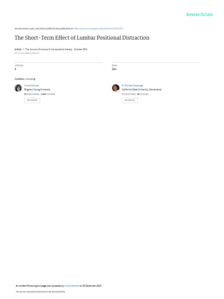 The Short-Term Effect of Lumbar Positional Distrac | PDF | Meta ...