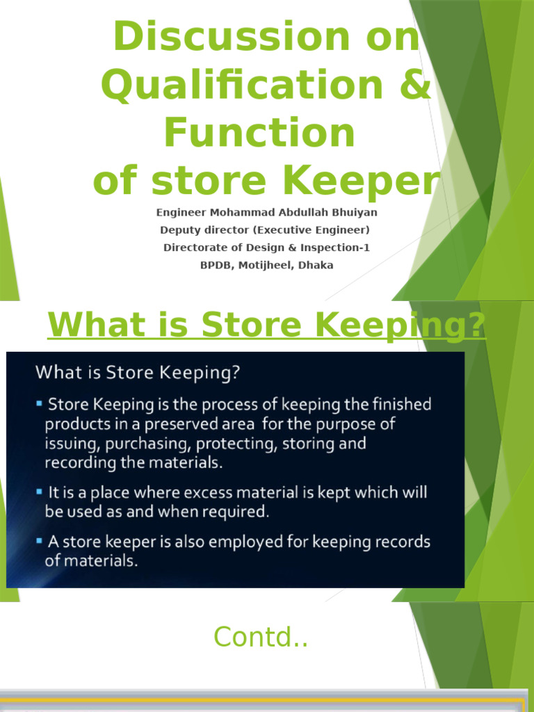 Qualification & Function of Store Keeper | PDF | Audit | Verification And Validation