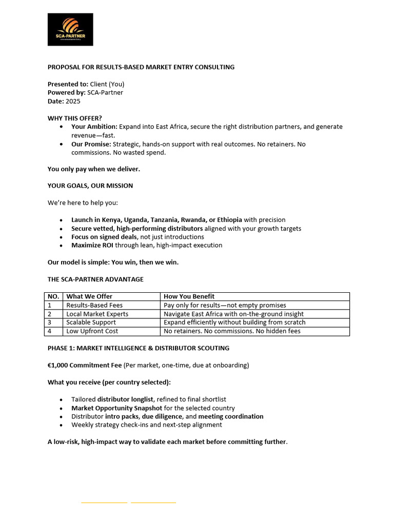 Results-Based Market Entry Proposal | PDF | Business