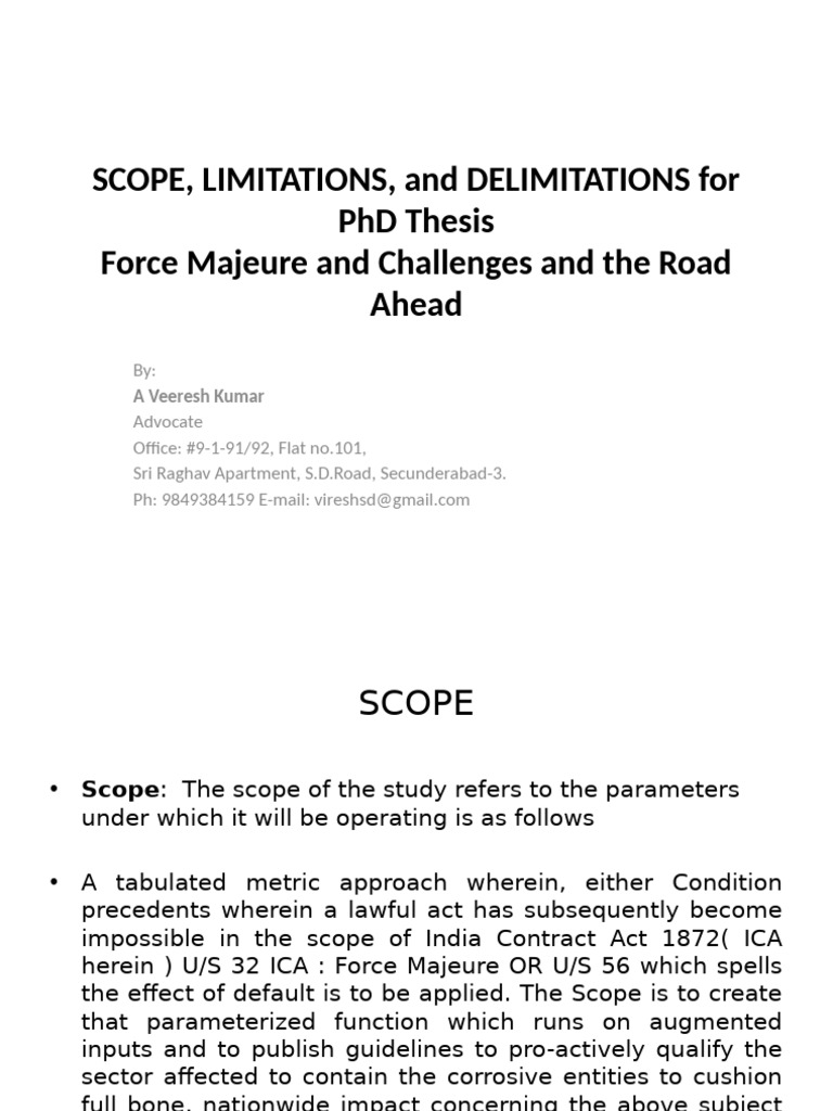 SCOPE, LIMITATIONS, N DELIMITATIONS For PHD | PDF | Business Law ...
