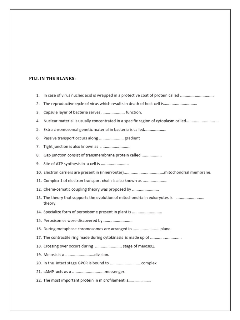 ZOOLOGY Question Bank - B.SC (Hons.) Sem II CC4 | PDF | Cell (Biology ...