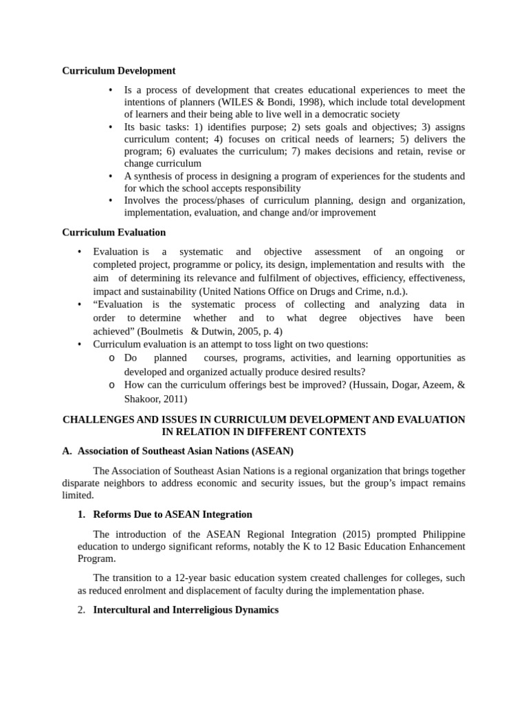 Curriculum Development and Evaluation Challenges | PDF | Curriculum ...