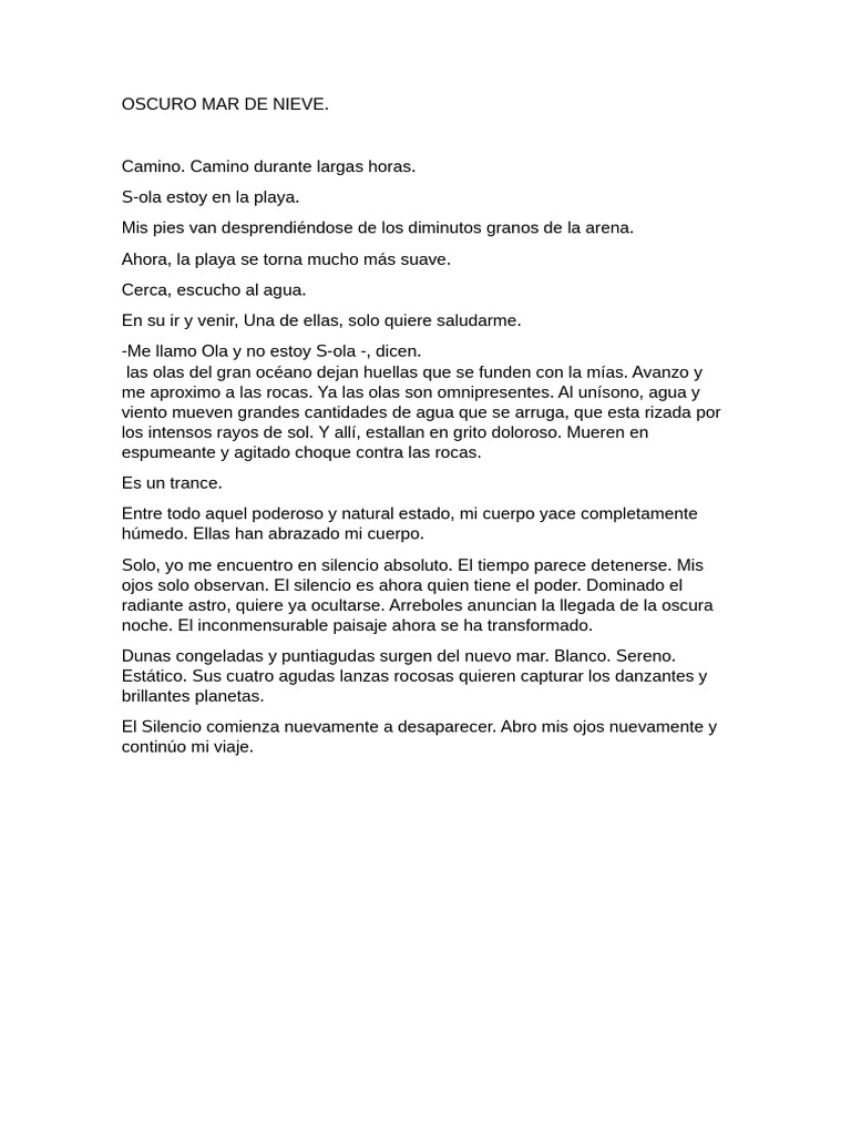 Viaje a un Mar de Nieve y Silencio | PDF