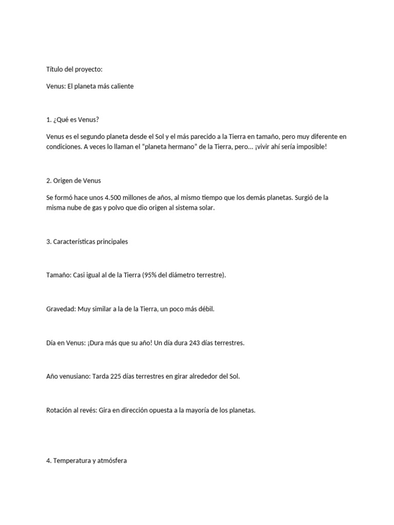 Proyecto Venus | PDF