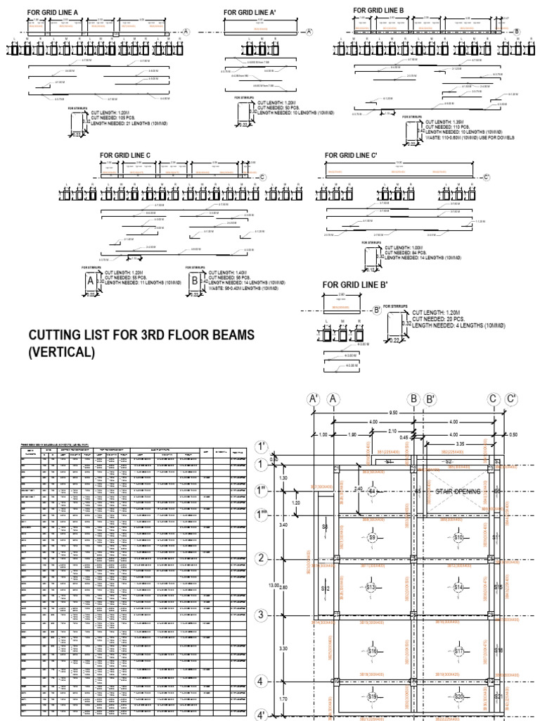 3RD Floor Beam Cutting List | PDF