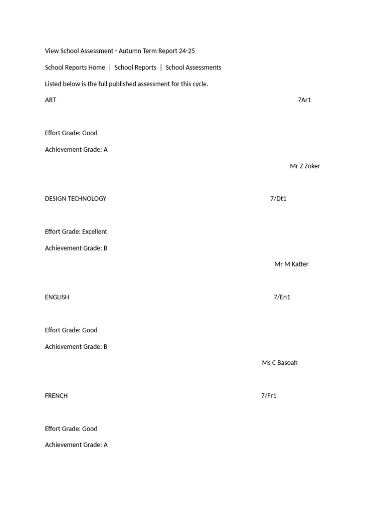 SCHOOL ASSESMENT | PDF