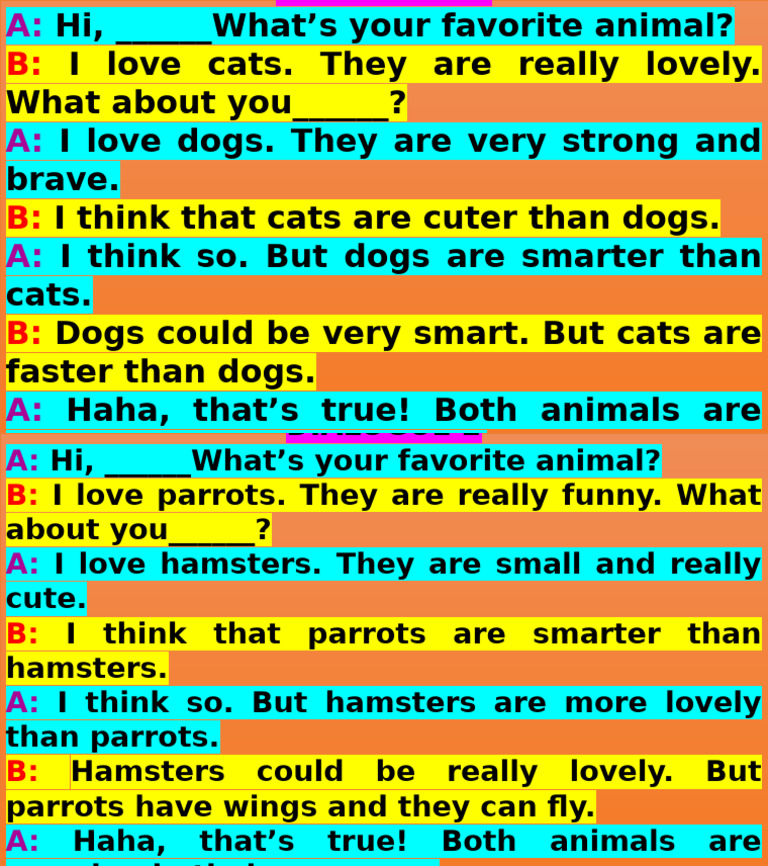 Dialogues. My Favorite Animal | PDF