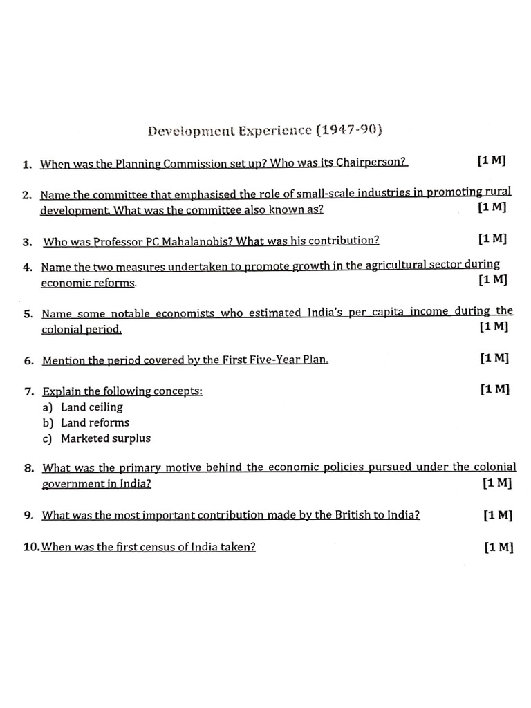 Economics IED (Important Questions) | PDF