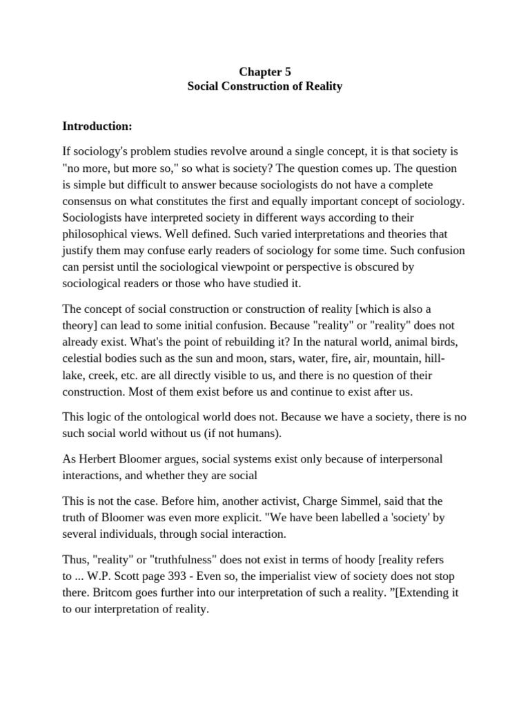 Understanding Social Construction of Reality | PDF | Social ...