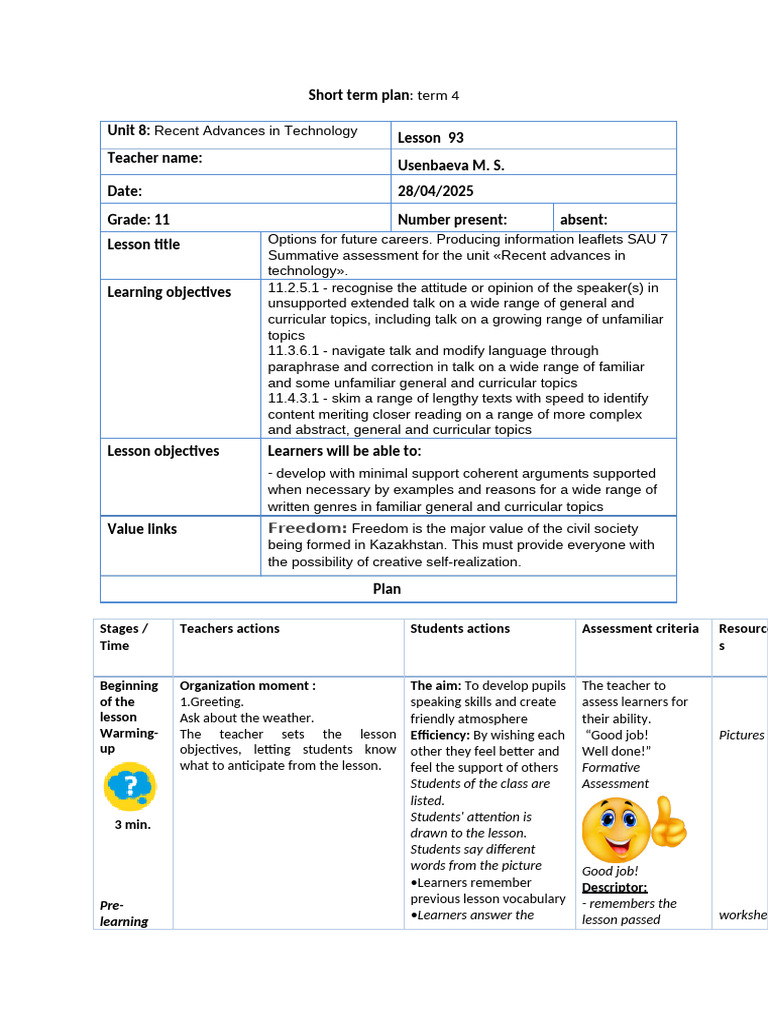 28.04-29.04 Grade 11A OBD | PDF | Curriculum | Vocabulary