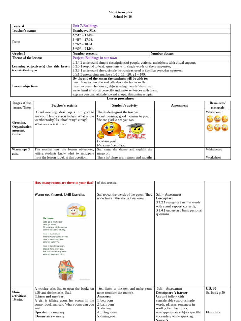 3rd Grade Lesson Plan: Buildings Unit | PDF | Room | Bookcase
