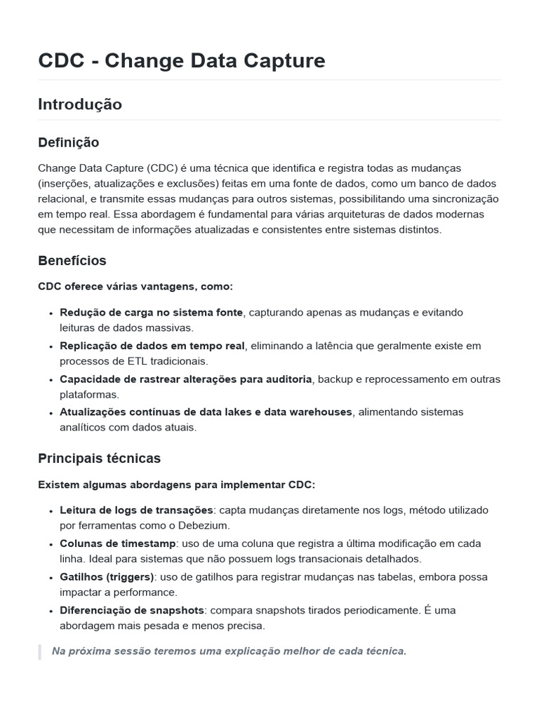 Entenda o Change Data Capture (CDC) | PDF | Computação em nuvem ...