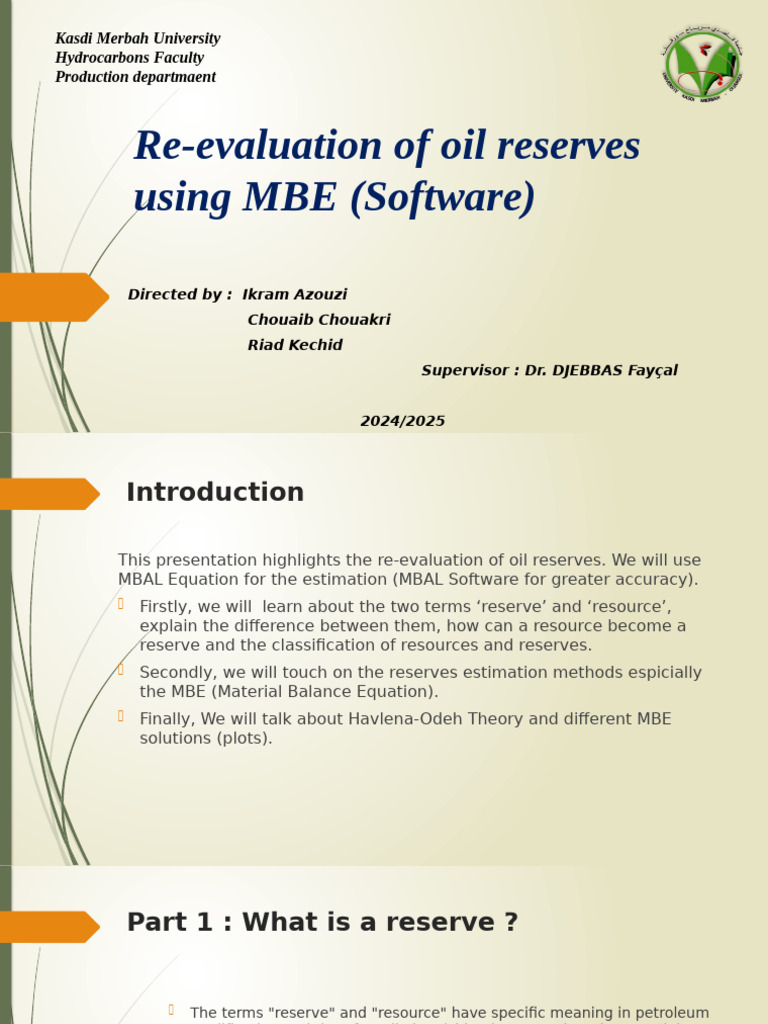 Re-evaluation of oil reserves using MBAL Software | PDF | Petroleum ...