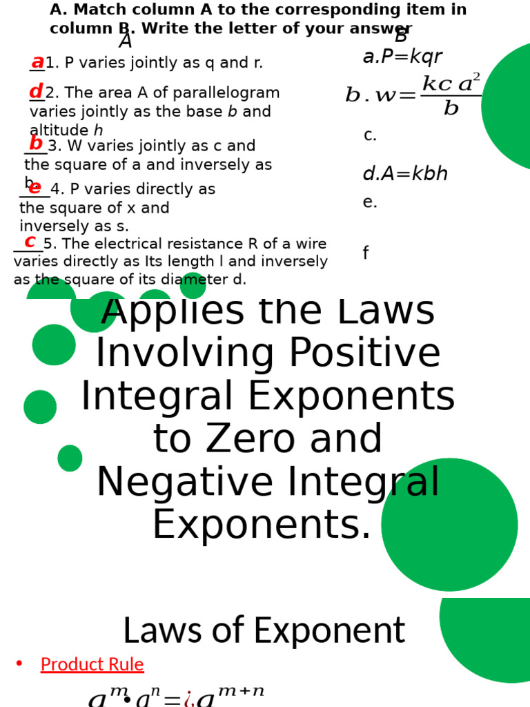Laws of Exponents and Simplification | PDF | Mathematics | Mathematical ...