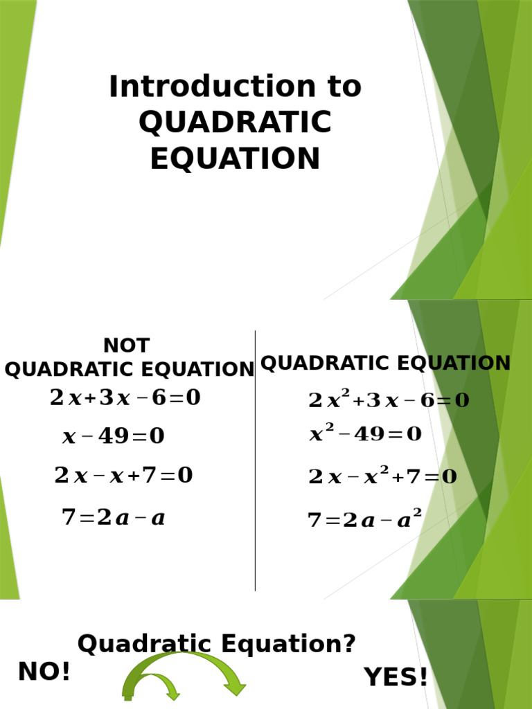 Introduction To QUADRATIC EQUATION (Autosaved) | PDF | Mathematics ...
