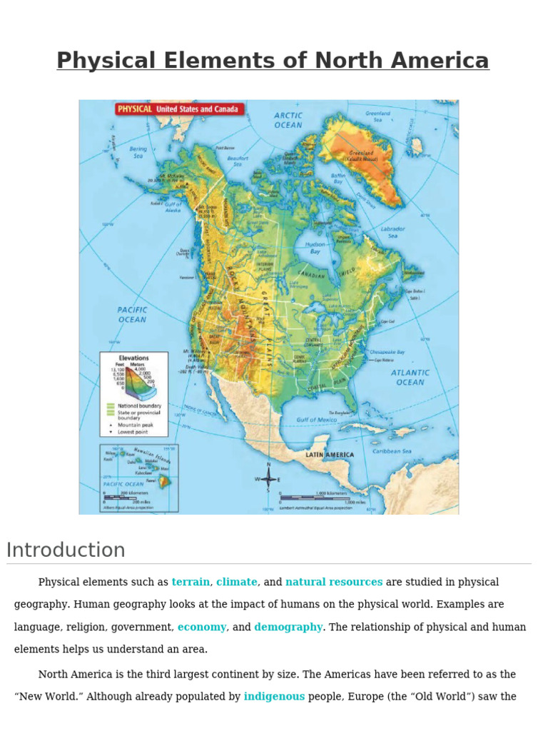 Physical Elements of North America | PDF | North America | Tropics