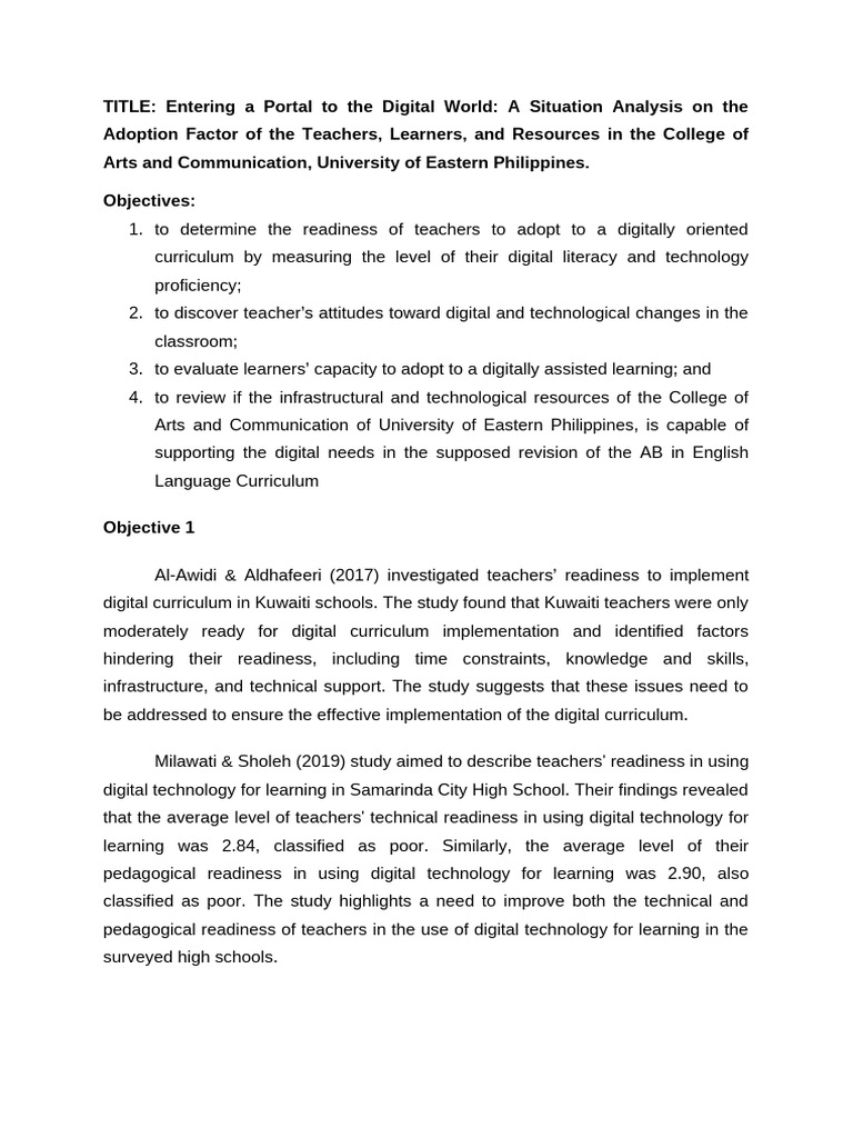 Situational Analysis RRL Sample | PDF | Educational Technology | Learning