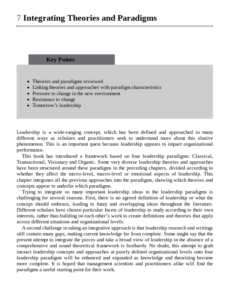 Understanding Leadership Paradigms and Cases - (7 Integrating Theories ...