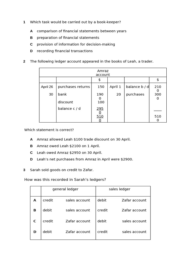 Accounting Question Paper 1 | PDF | Debits And Credits | Bookkeeping