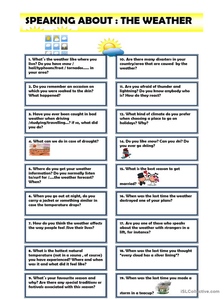 Weather Conversation Starters for Kids | PDF