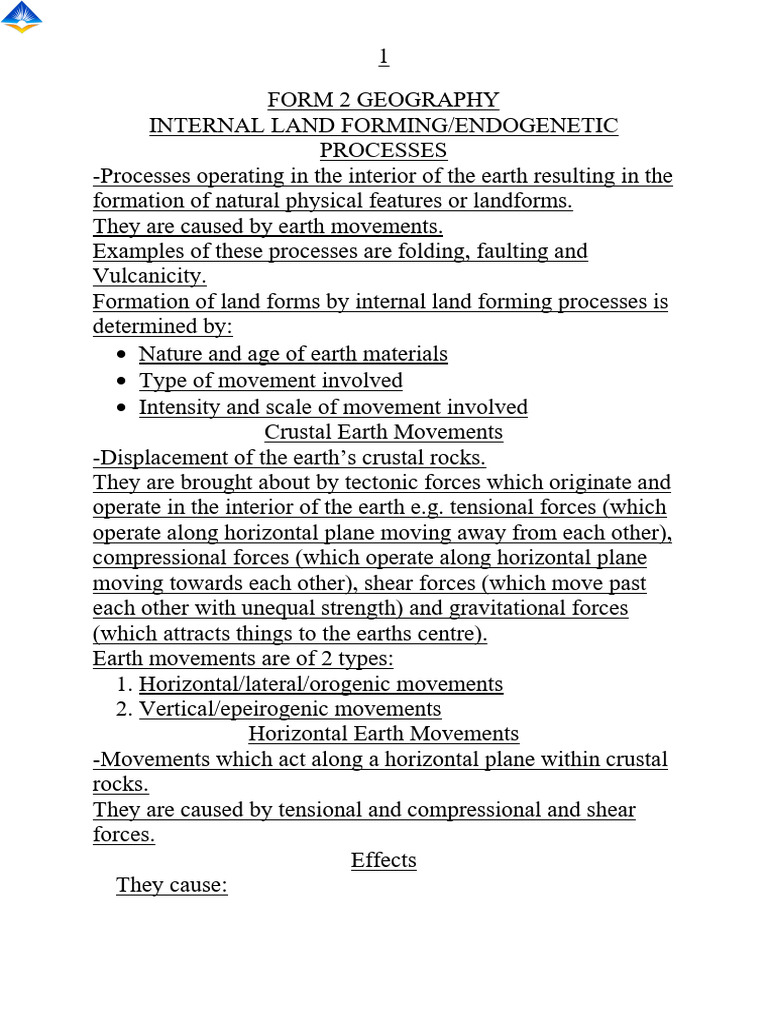 Form 2 Geography | PDF | Volcano | Plate Tectonics