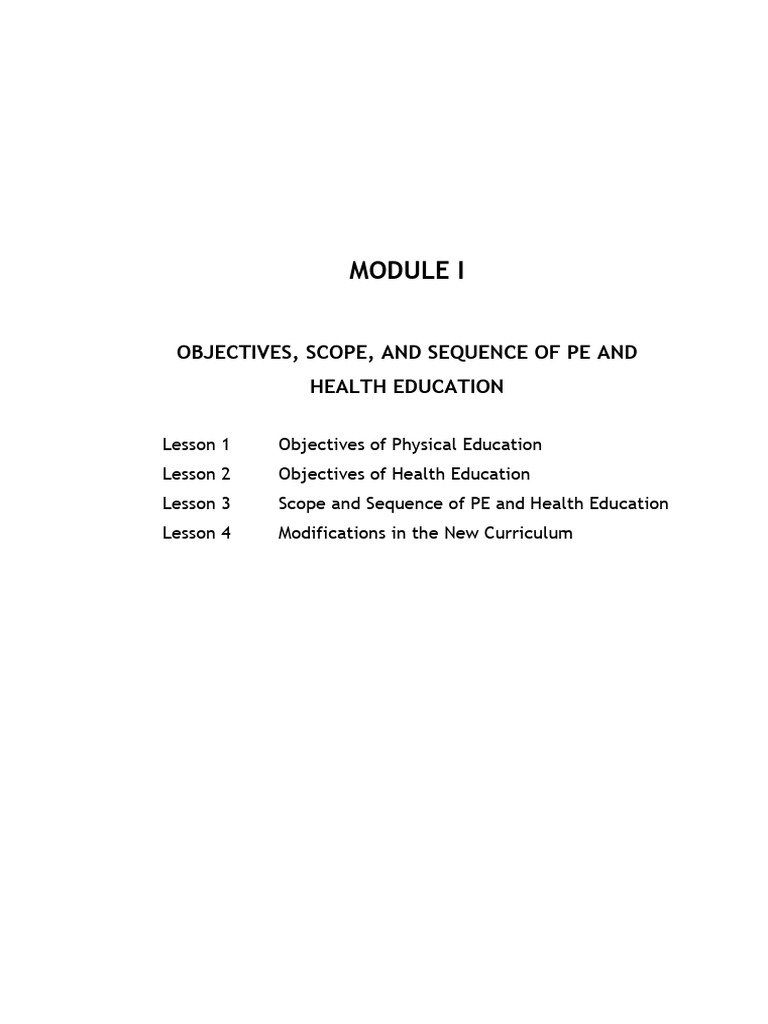 Module 1 Objectives Scope and Sequence of PE and Health Education | PDF ...