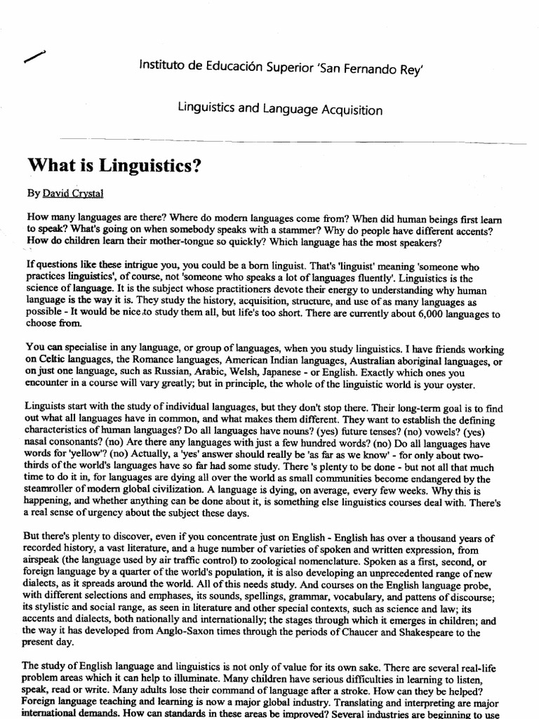 What Is Linguistics. David Crystal | PDF
