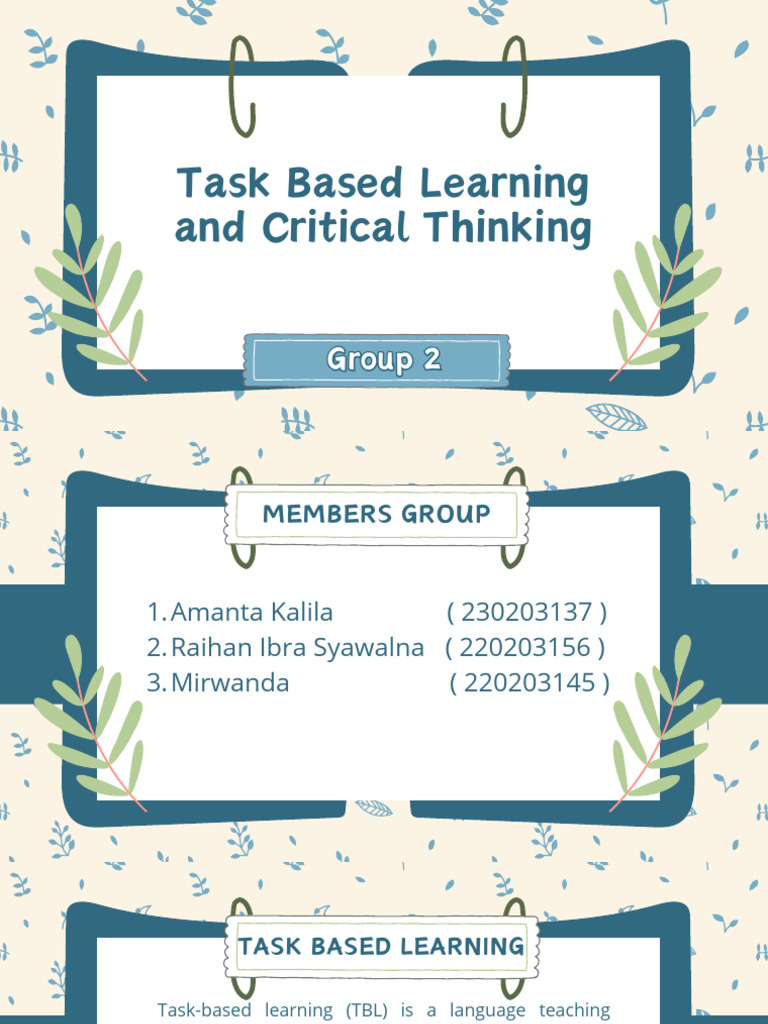 Task Based Learning & Critical Thinking | PDF | Critical Thinking | Thought