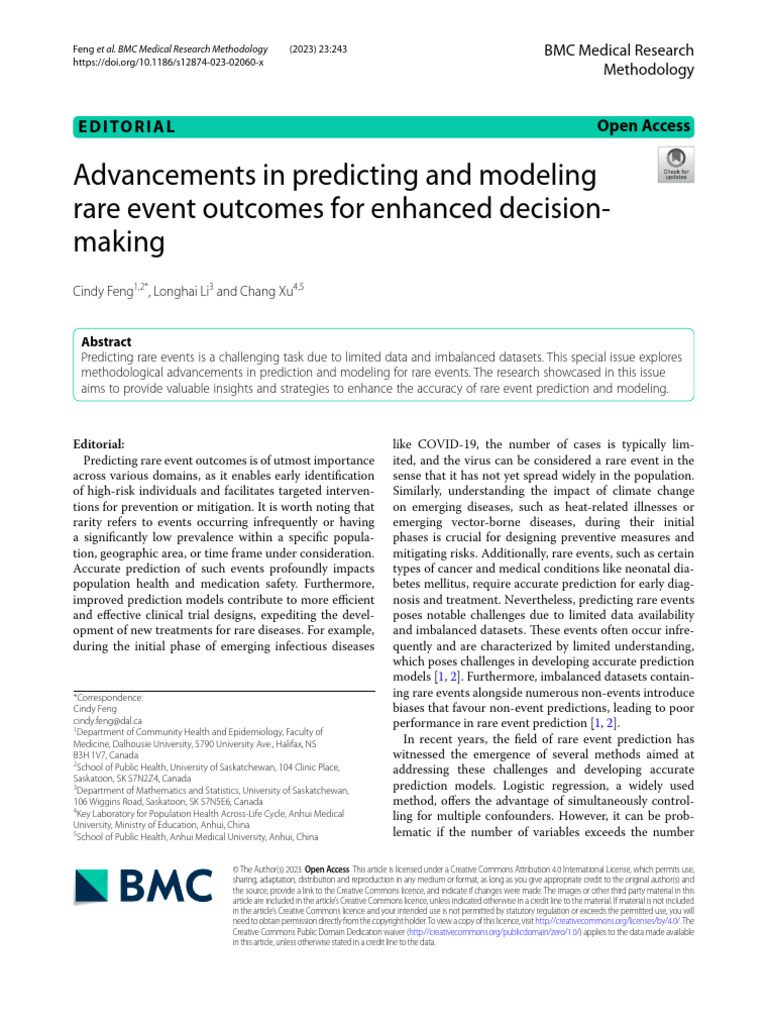 Advancements in Predicting and Modeling Rare Event | PDF | Prediction | Regression Analysis