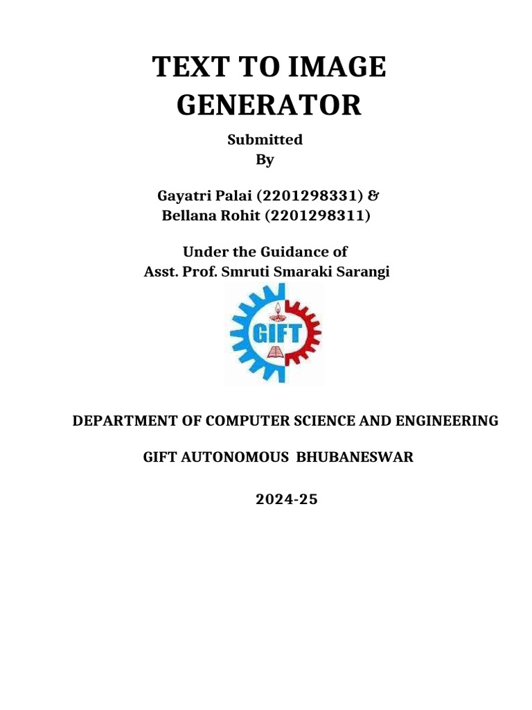 Text to Image Generator Project Report | PDF | Artificial Intelligence | Intelligence (AI ...