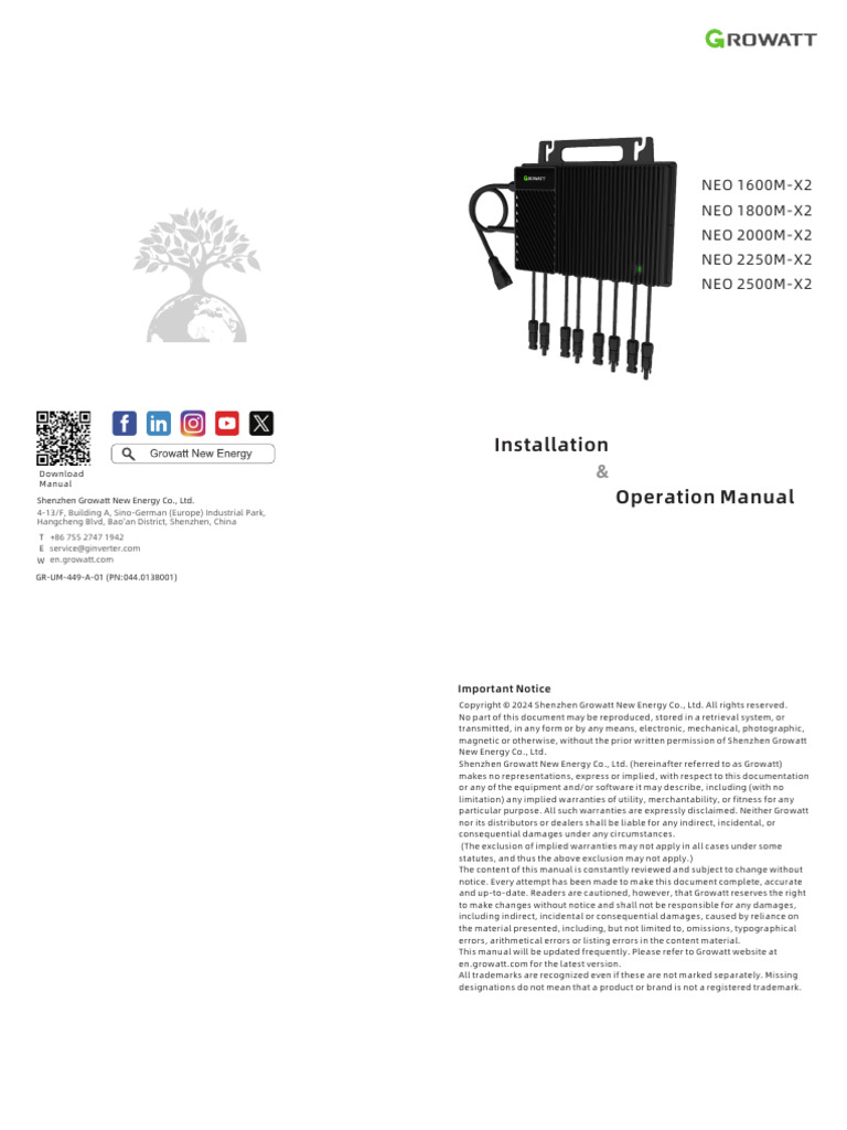 Growatt NEO Inverter Manual | PDF | Solar Panel | Electrical Connector