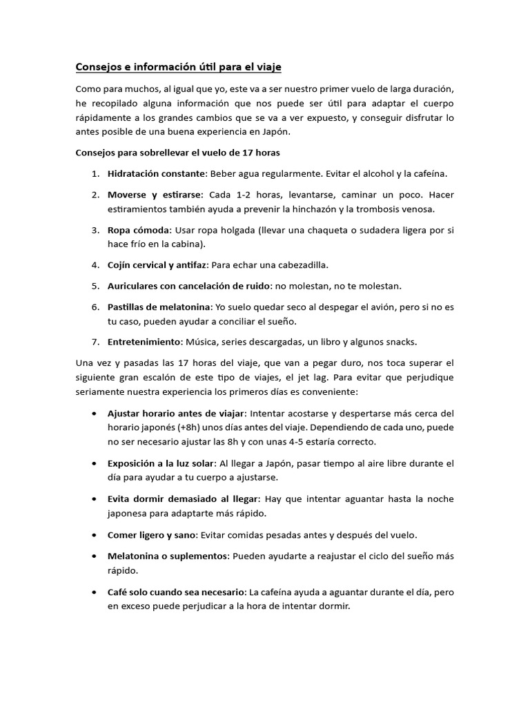 Consejos Útiles Viaje | PDF