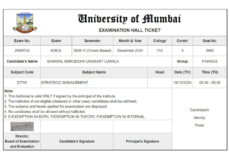 Hall Ticket | PDF