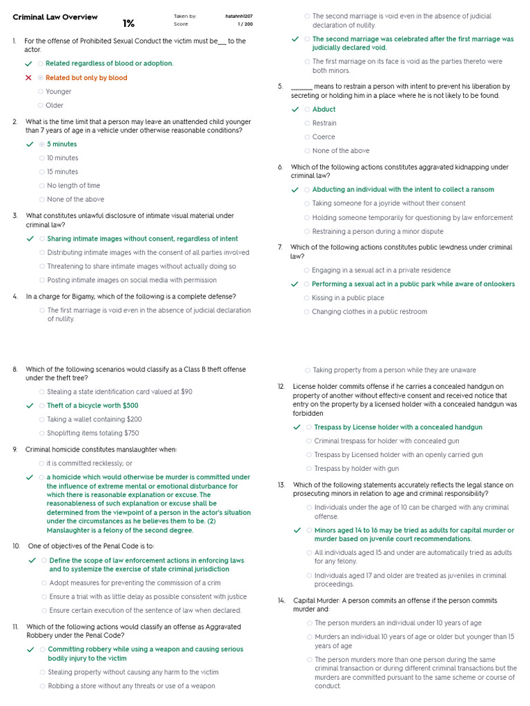 Criminal Law Overview - Results | PDF | Burden Of Proof (Law) | Assault