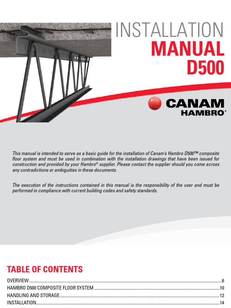 Canam Hambro Instalation Manual Update | PDF | Concrete | Beam (Structure)