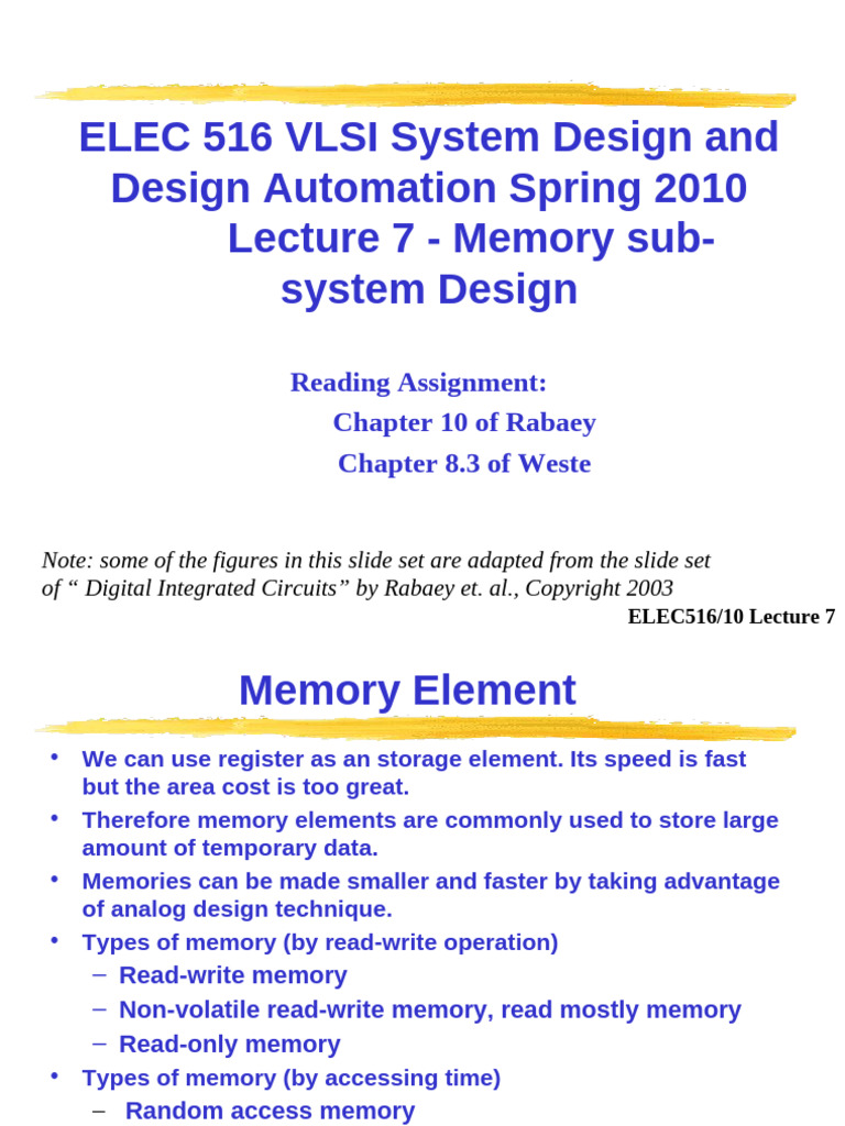 Lecture7-MEMORY SUB-SYSTEM | PDF | Computer Memory | Random Access Memory