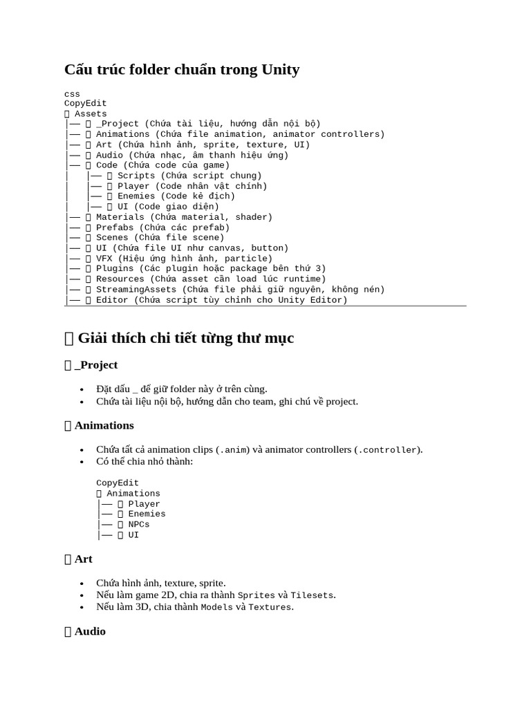 Cấu trúc folder chuẩn trong Unity | PDF