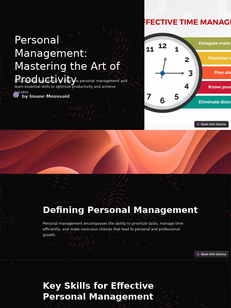 Personal Management Mastering The Art of Productivity | PDF